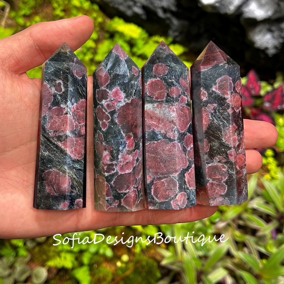 Arfvedsonite With Garnet Stone Tower Natural Gemstone Crystal Single ...