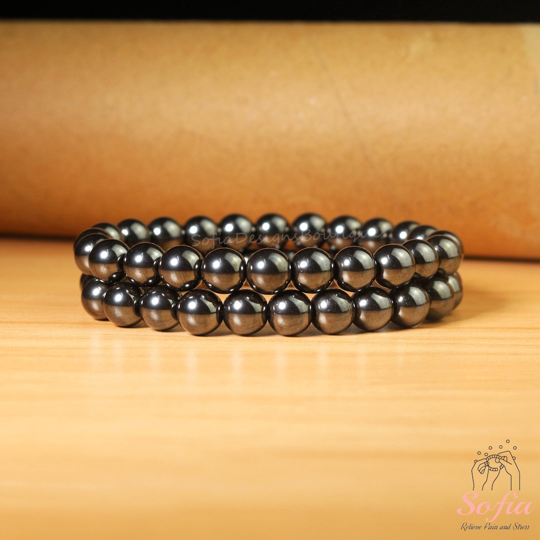 Hematite Stone Bracelet Natural 8mm Hematite Gemstone Stretch Bracelet ...
