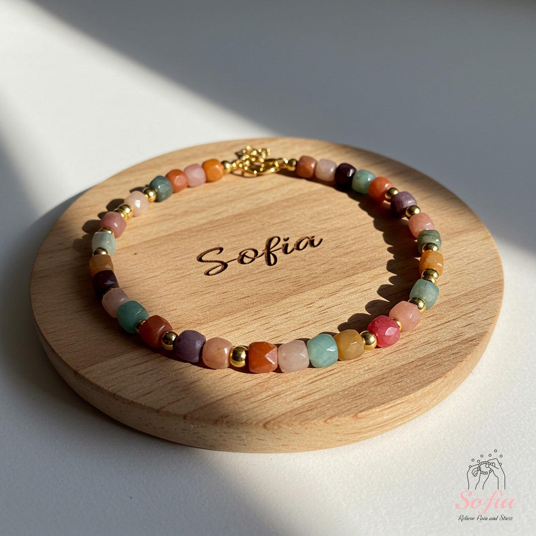 Alashan Agate Stone Bracelet - Alaskan Agate Square Beads Dainty ...