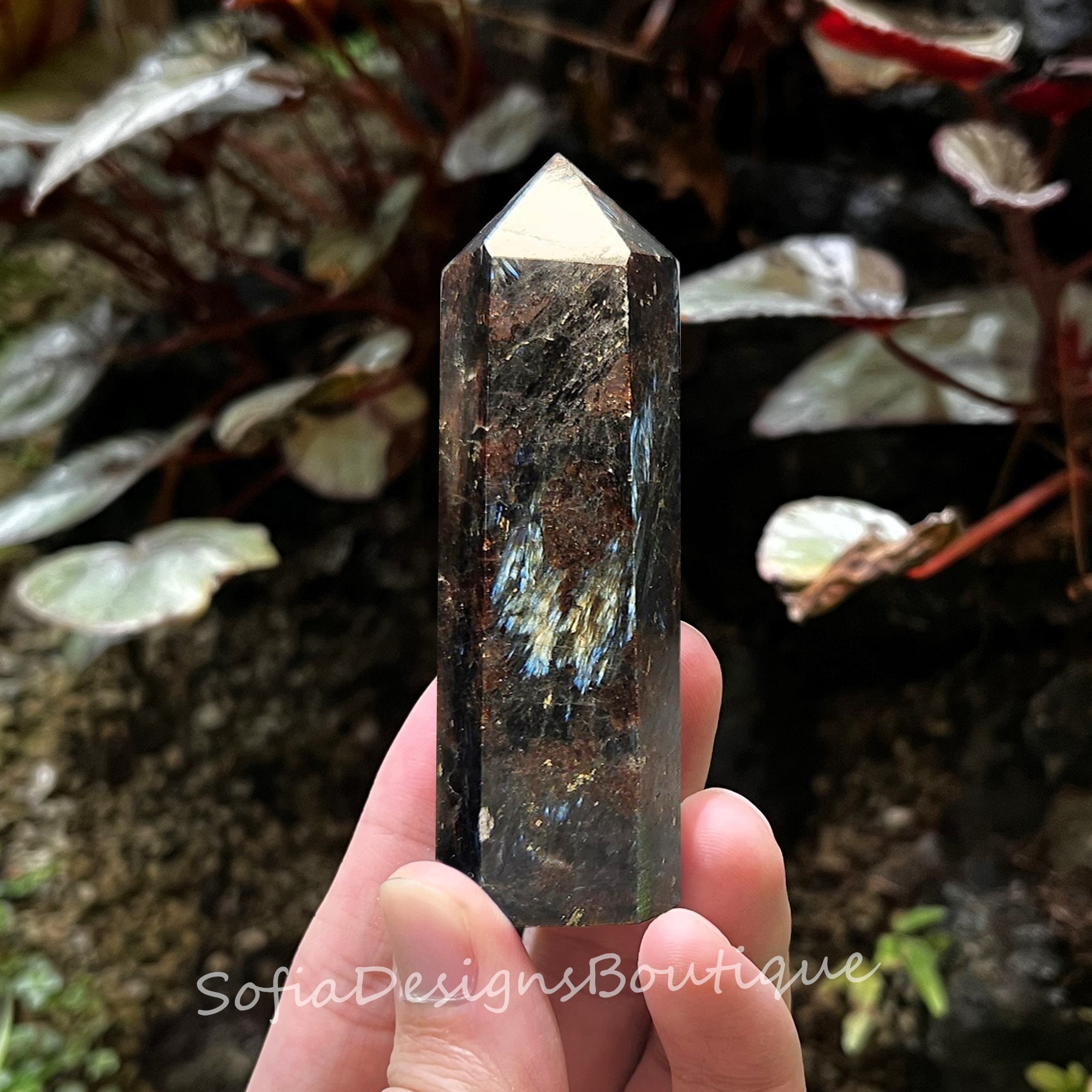 Natural Arfvedsonite Stone Tower - Black Single Point Crystal Tower ...