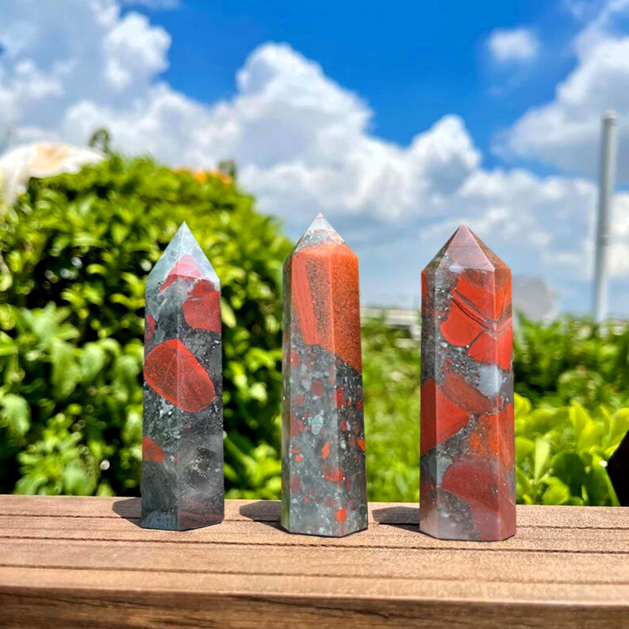 African Bloodstone Tower - Natural Gemstone Single Point Crystal Tower ...