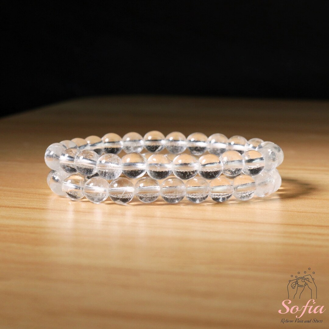 Clear Quartz Bracelet Natural Clear Crystal Gemstone Stretch Bracelet ...
