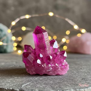 Angel Aura Pink Crystal Cluster - Titanium Pink Quartz Gemstone Mineral ...