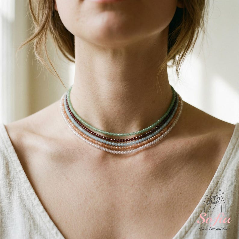 Tigers Eye Choker, Dainty Waterproof Beaded Necklace, Birthstone ...