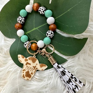 Cow Mama Wristlet Keychain Keyholder, Mothers Day Gift, Keychain ...