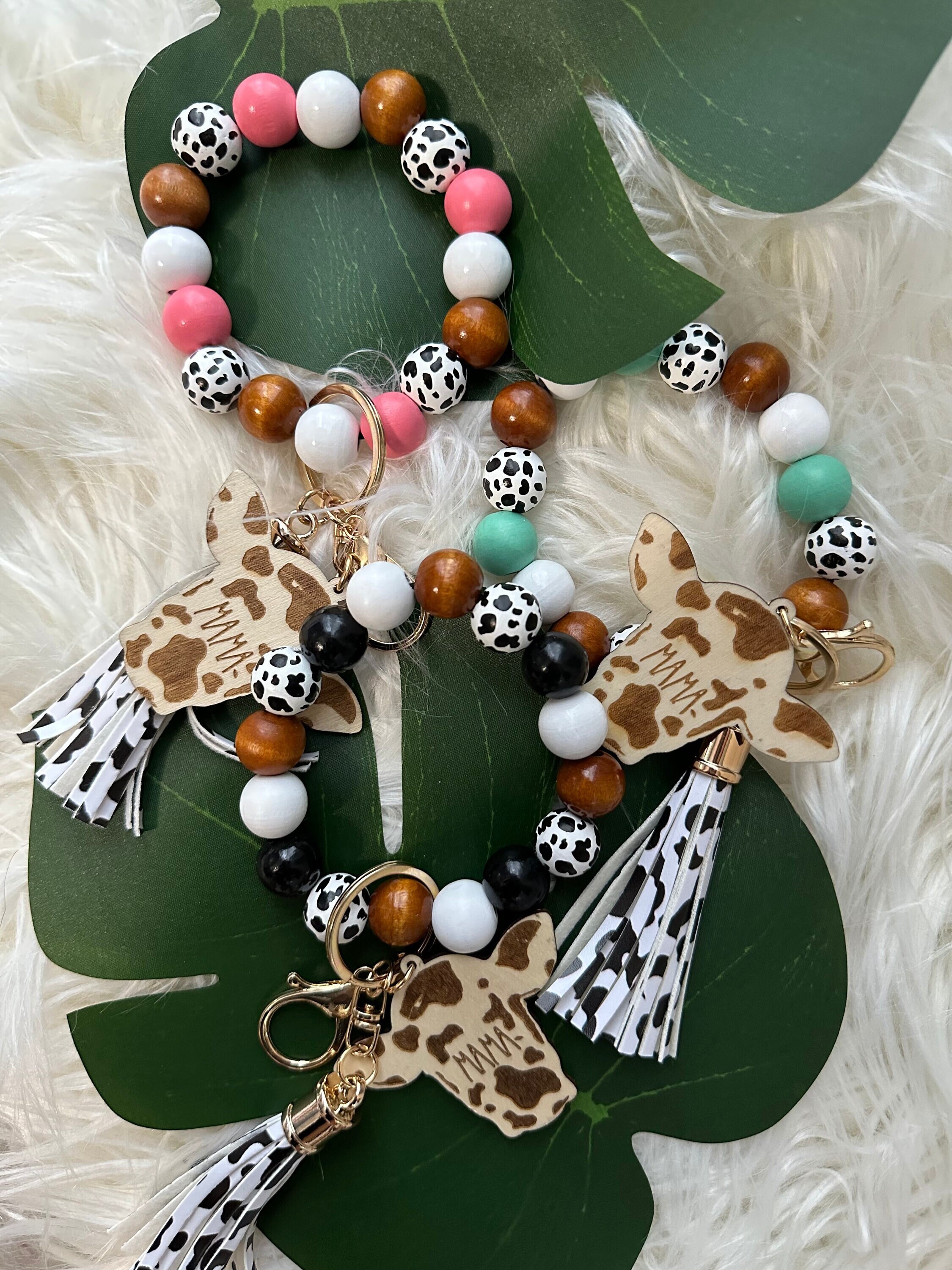 Cow Mama Wristlet Keychain Keyholder, Mothers Day Gift, Keychain ...