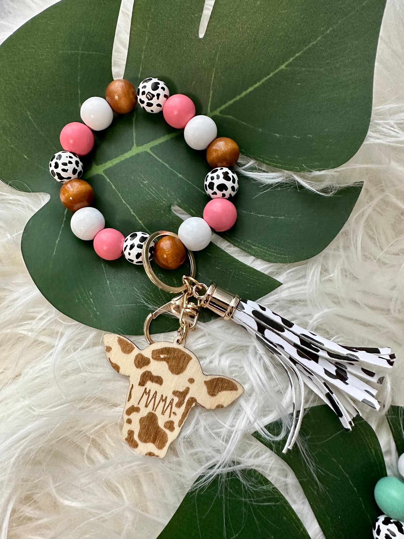 Cow Mama Wristlet Keychain Keyholder, Mothers Day Gift, Keychain ...