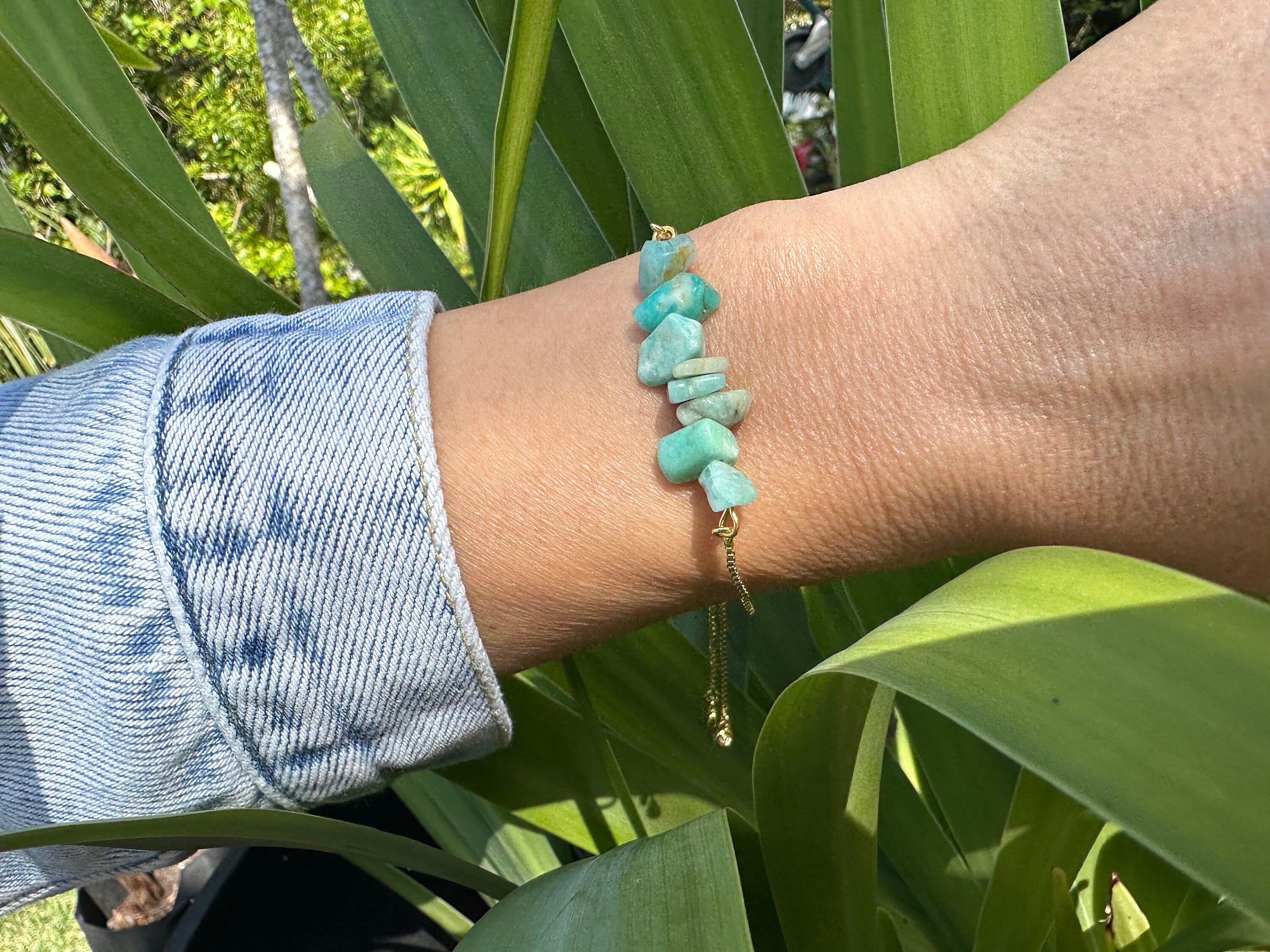 Healing Crystal, Handmade Beaded Jewelry, Amazonite Chips Beads Bracelet for Women, Mothers Day ...