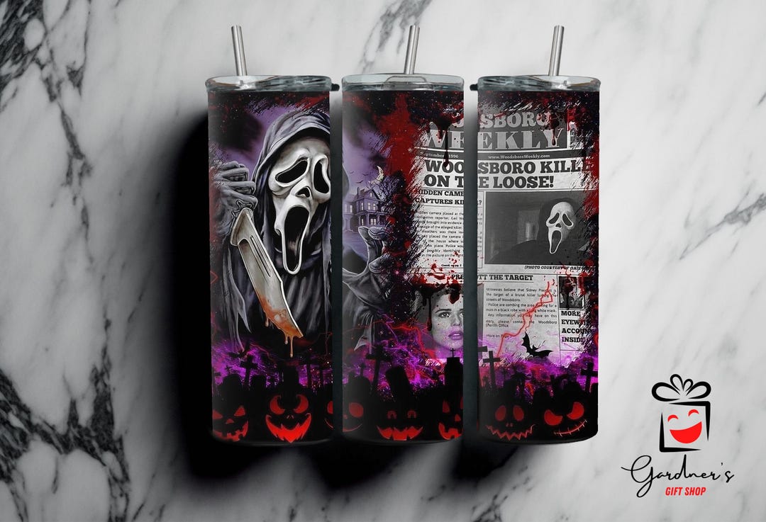 Scary, Horror, Ghostface, Scream Fan 20oz Tumbler Movie Box Wrap ...