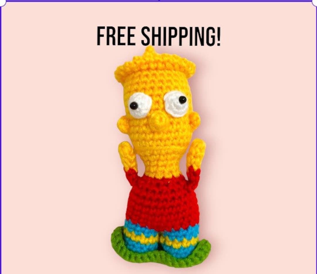 Crochet Bart Simpson Keychain Customized Keychain Car Decor Simpson Toy ...