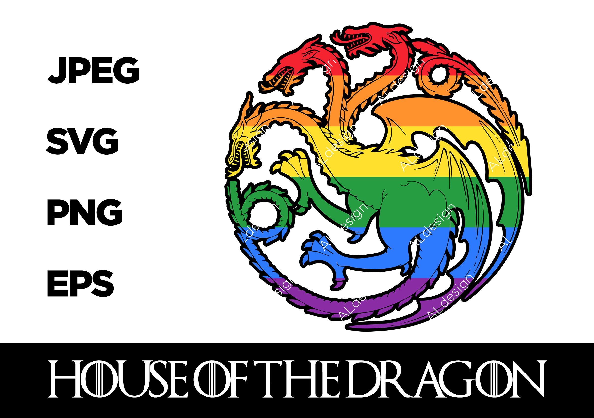 House Targaryen LGBT Logo LGBT Logo of the Three-headed - Etsy