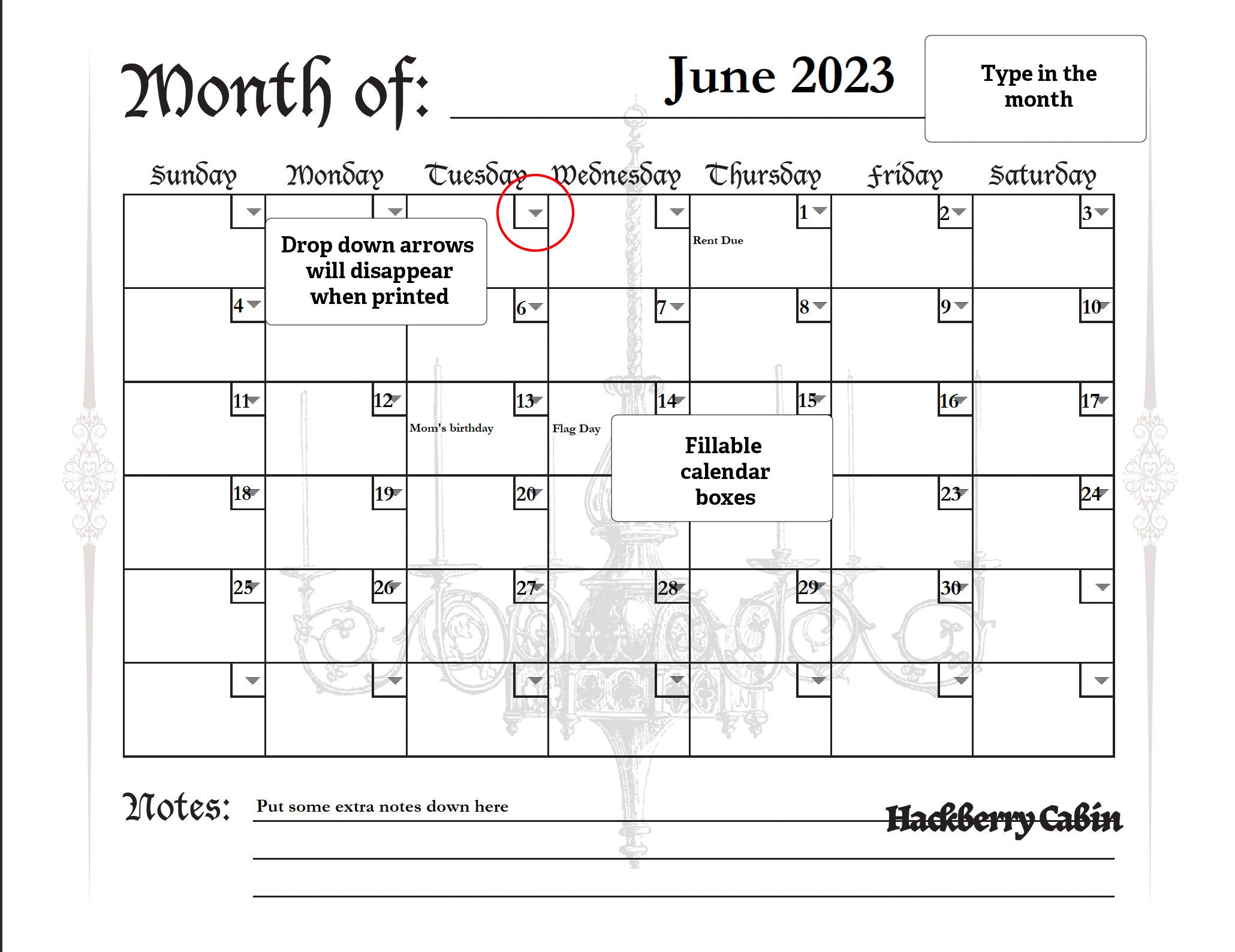 Customizable Victorian Gothic Calendar Template Instant Download - Etsy