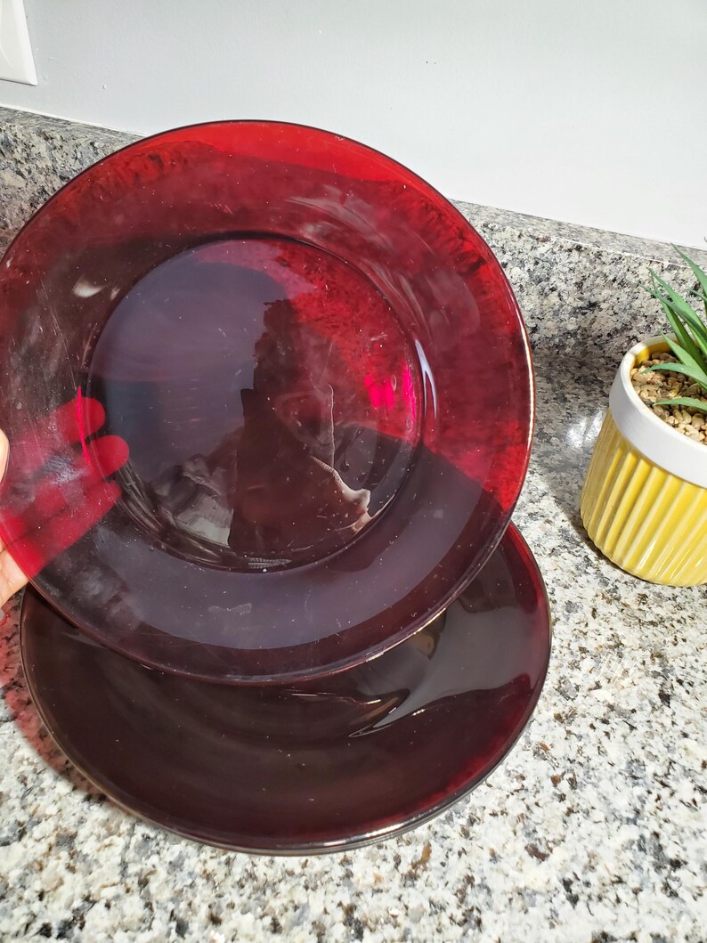 Vintage Classique Ruby Arcoroc FRANCE Plate 9" Plate Red Glass Plate ...