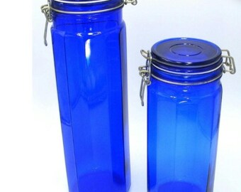 Cobalt Glass Canister Set - Etsy