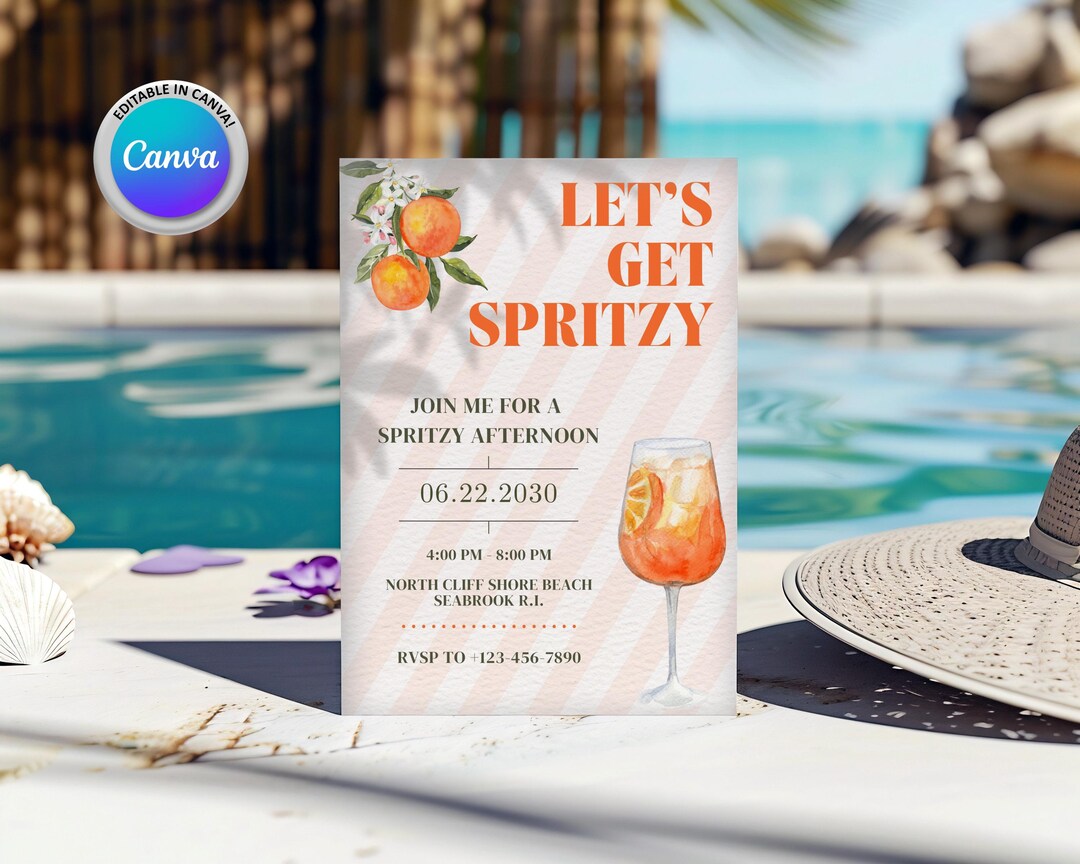Aperol Spritz Stripes Party Invitation - Etsy