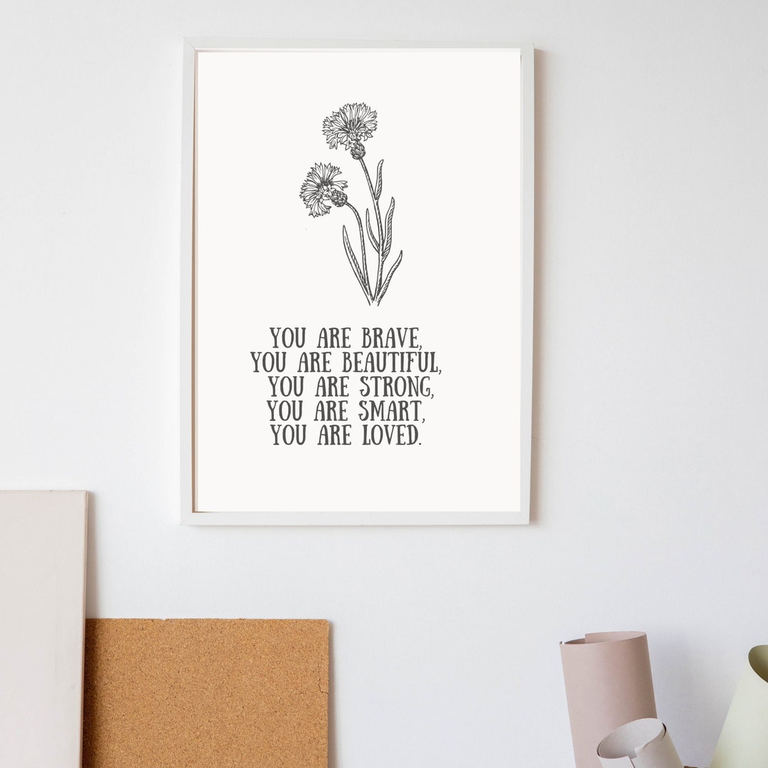 Positive Affirmation Wall Art Printable | Minimalist Botanical Digital ...