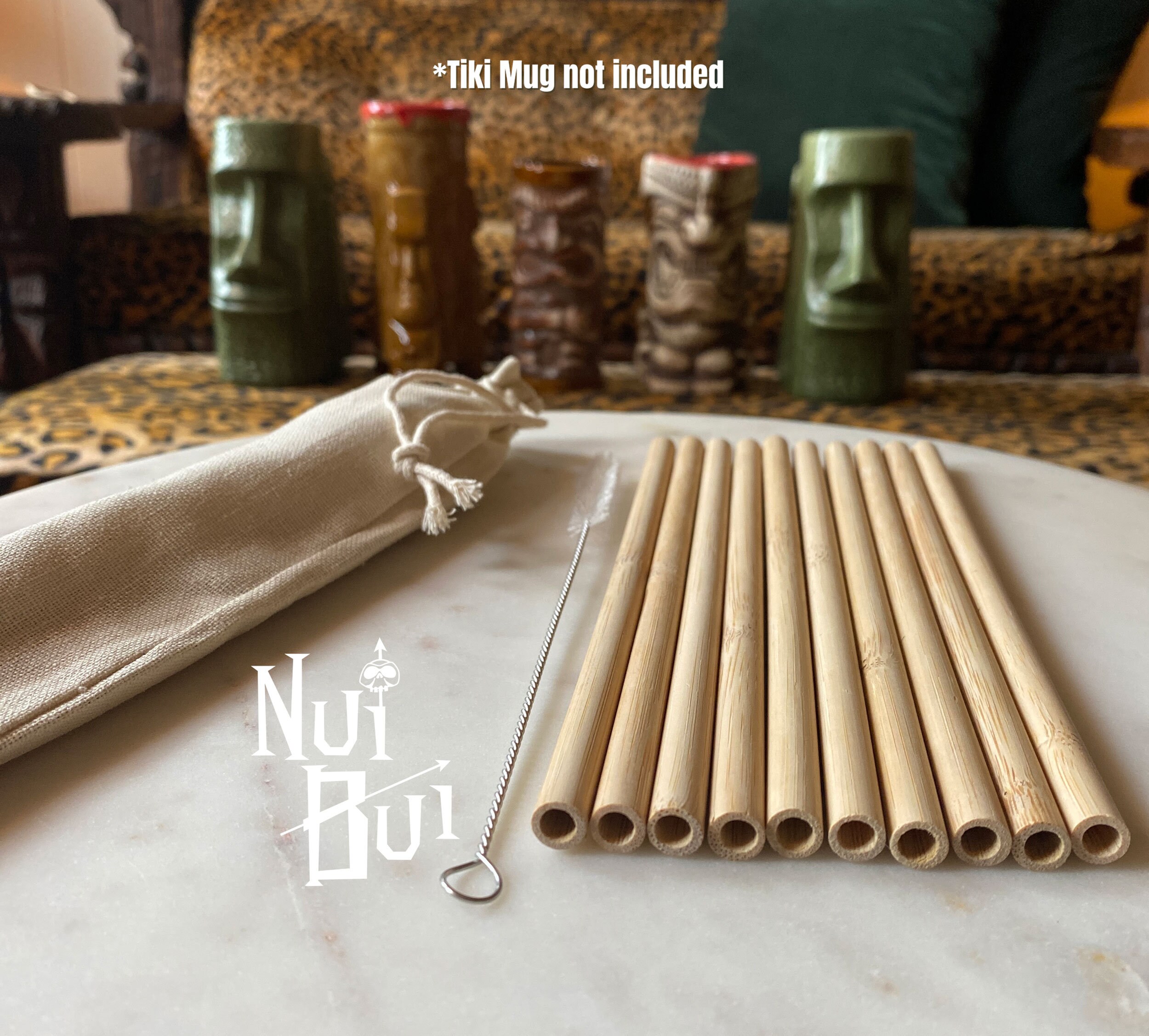 Reusable Bamboo Tiki Straws | Set of 10 | Bamboo Drinking Straws ...