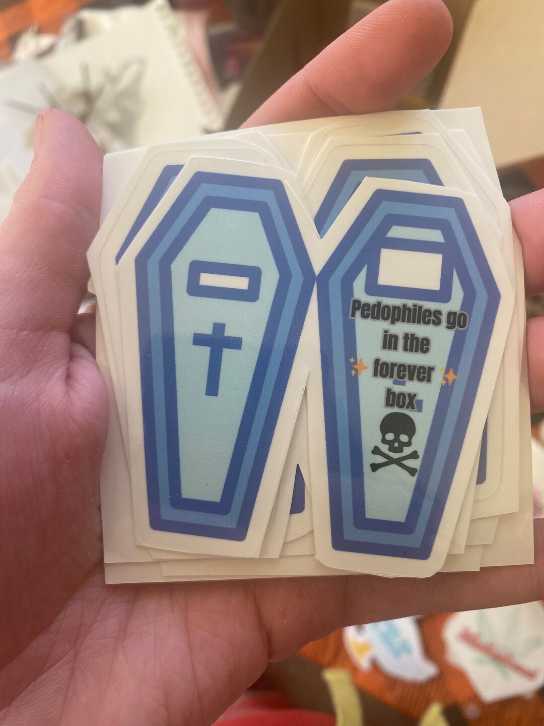 Ped0philes Go in the Forever Box | Political Sticker | Headstone ...