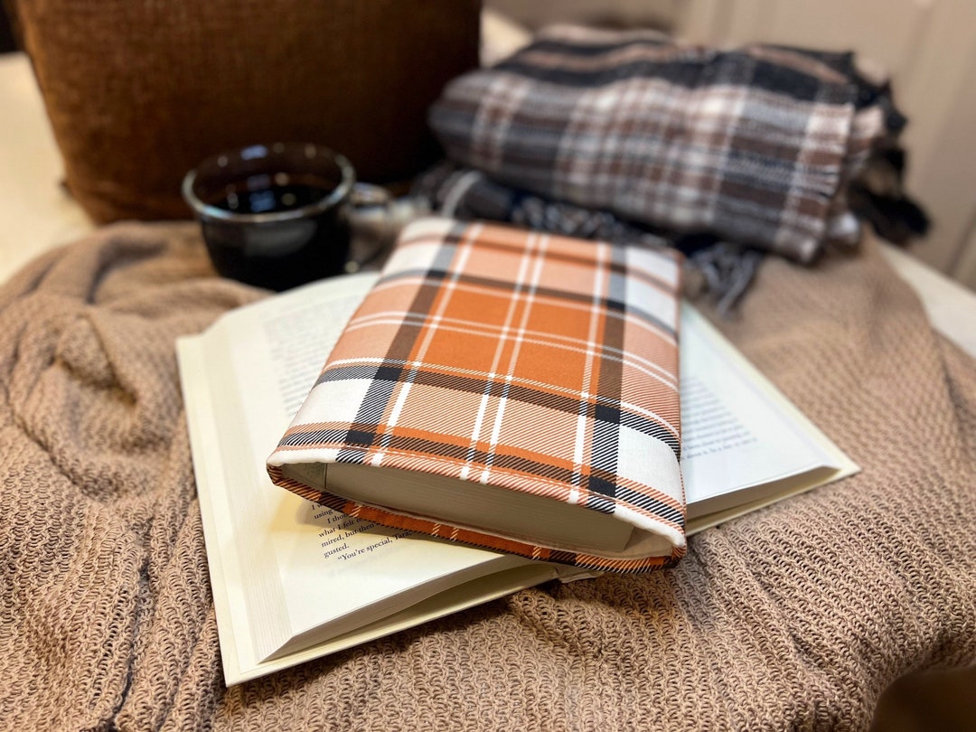 Orange Plaid Fabric Book Sleeve Book Cover Book Protector - Etsy