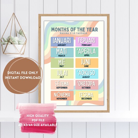 Samoan Months of the Year Poster Digital File Only - Etsy