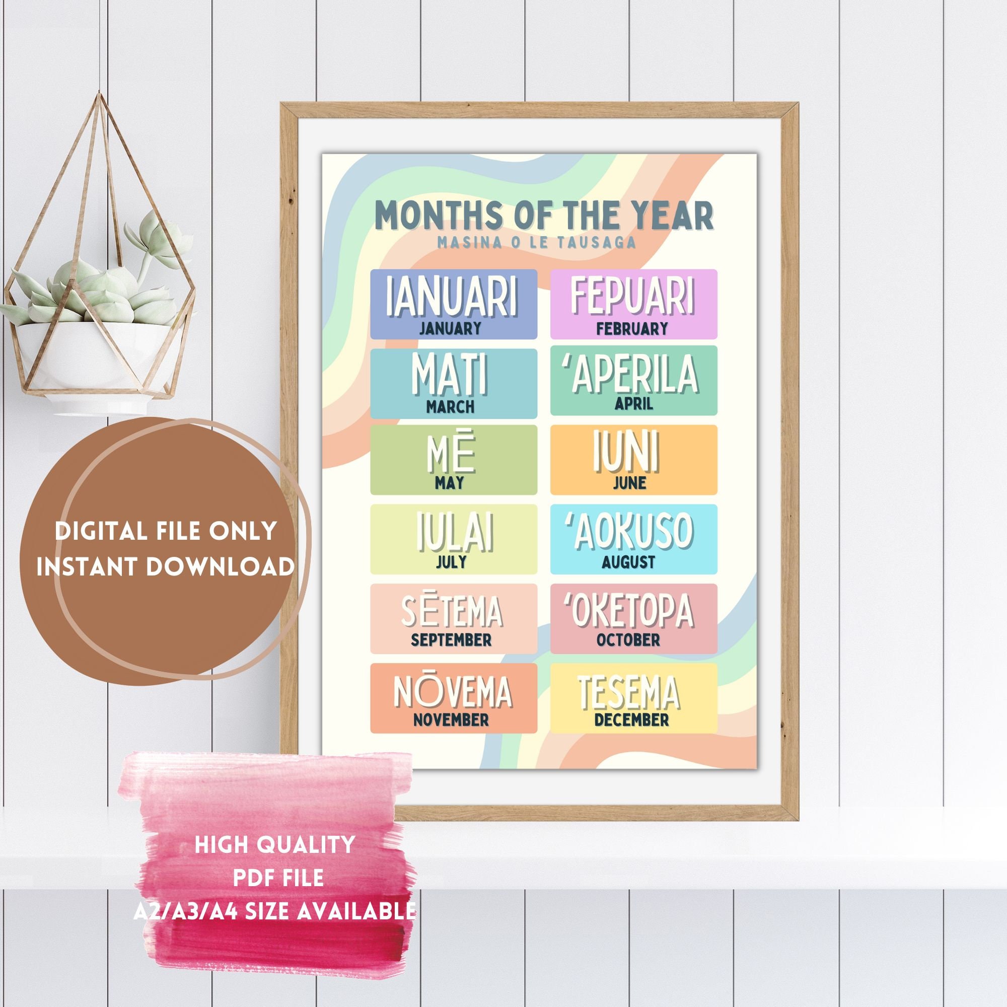 Samoan Months of the Year Poster - Digital File Only - Etsy