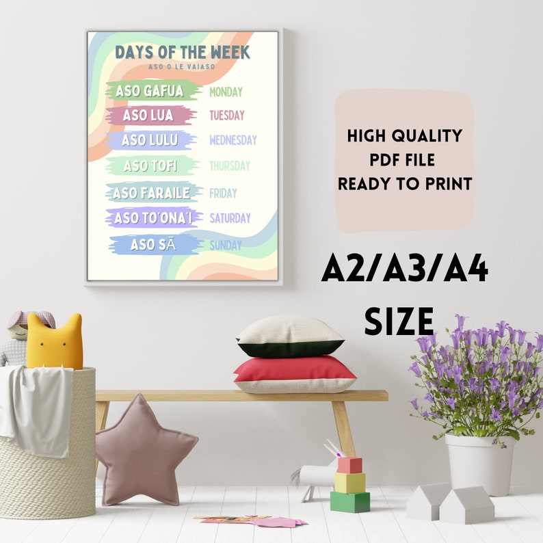 Samoan Educational Poster Digital File Days of the Week - Etsy