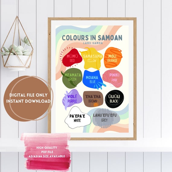 Samoan Colour Poster Digital File Only - Etsy