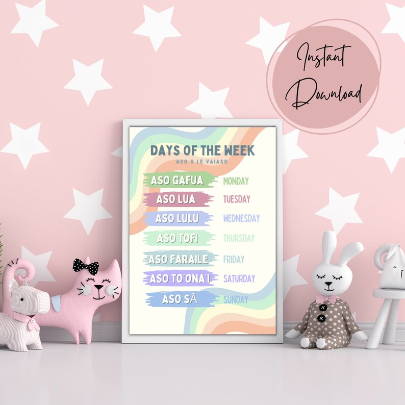 Samoan Educational Poster Digital File Days of the Week - Etsy