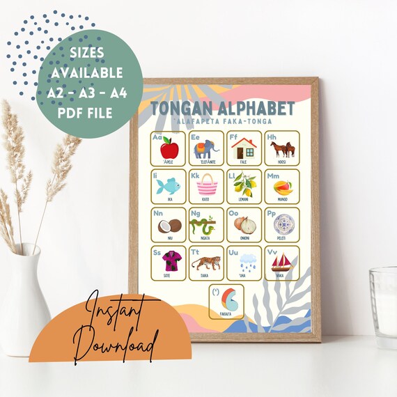 Tongan Alphabet Poster Digital File PDF A2 A3 A4 Size - Etsy India