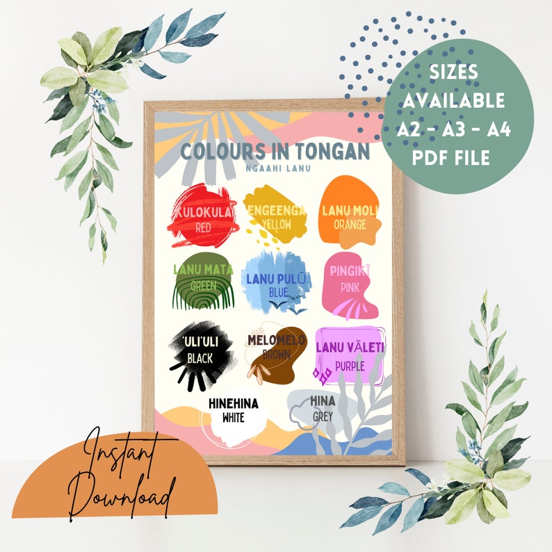 Tongan Colours Poster - Digital File PDF - A2, A3, A4 Size - Etsy