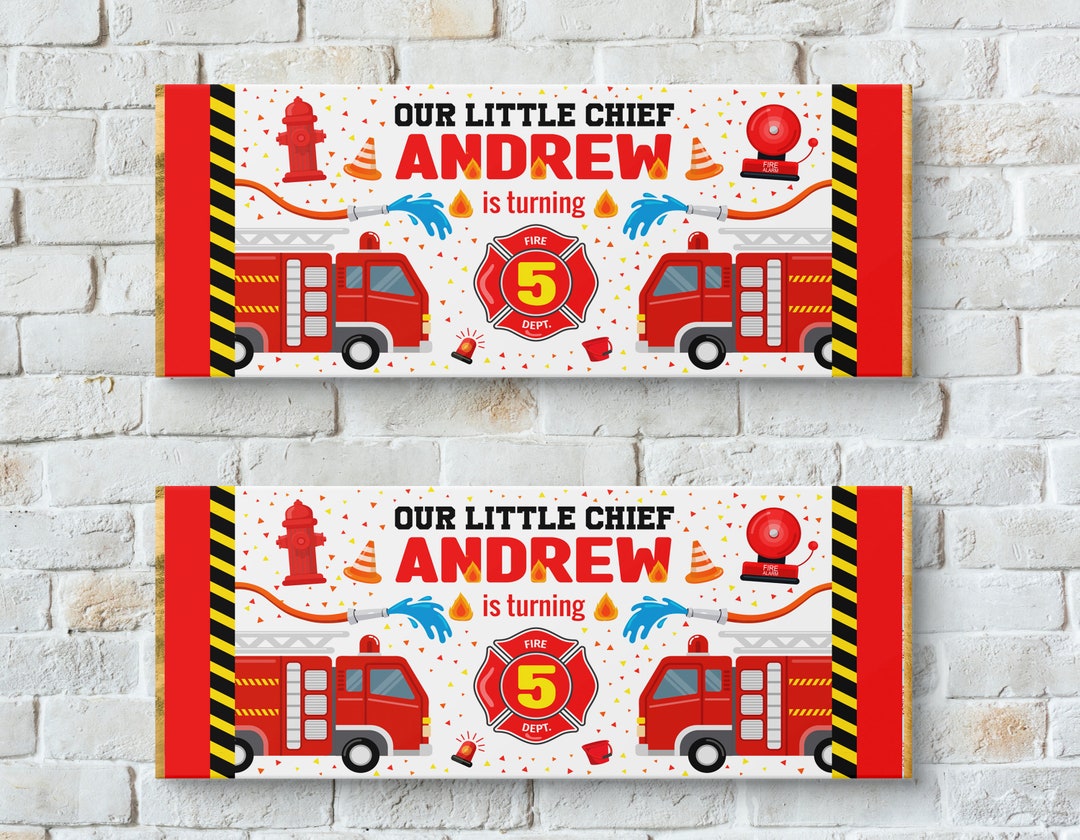 Fireman Candy Bar Wrappers, Firetruck Chocolate Wrapper, Firefighter ...