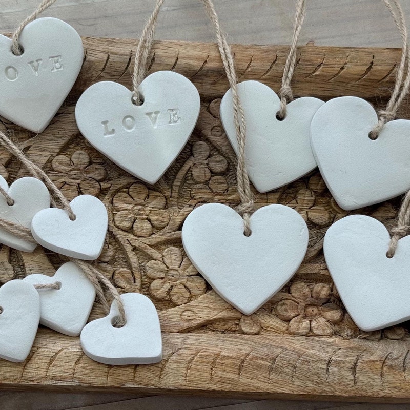 White Clay Hearts - Etsy