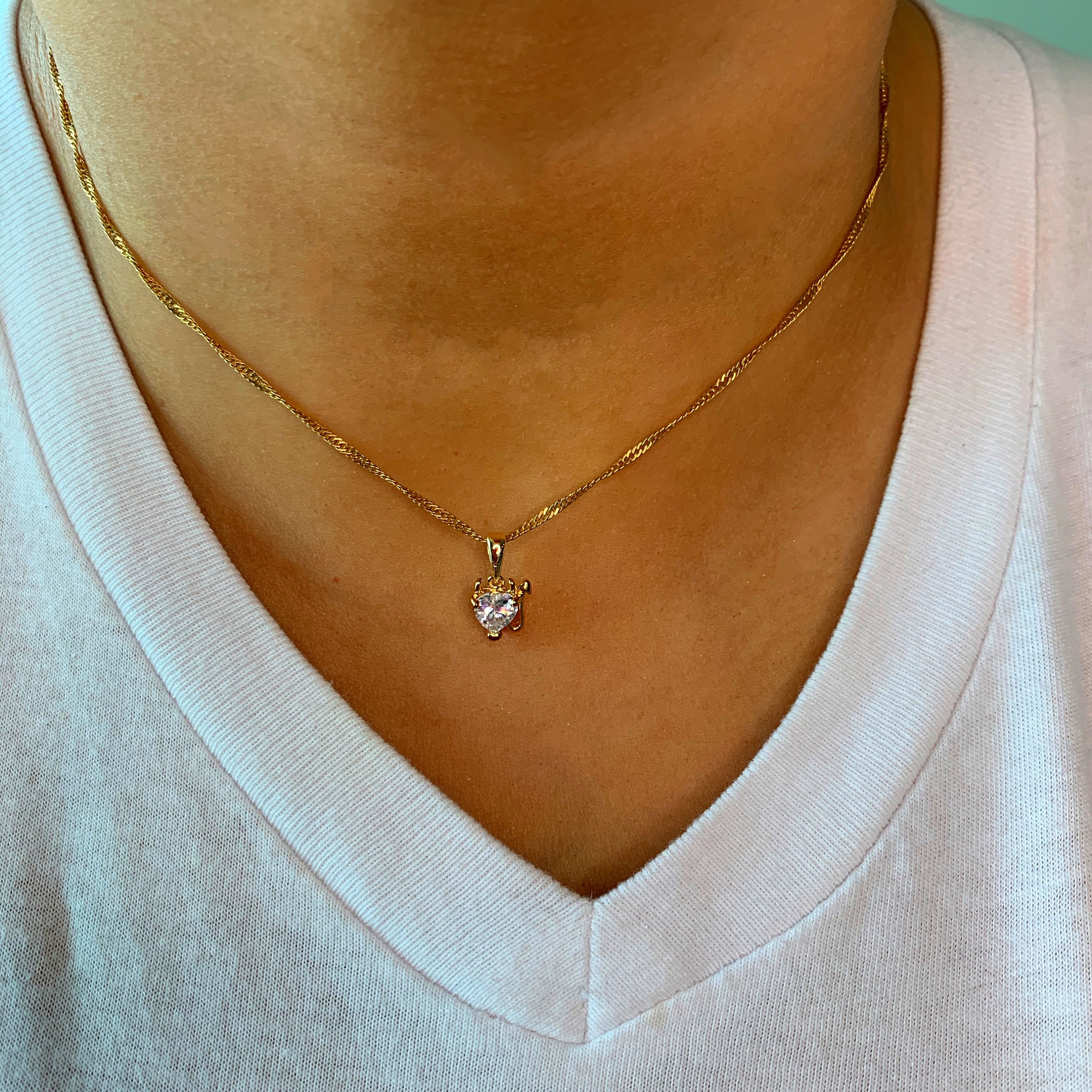 Gold Filled Devil Horns Y2K Cybery2k Cute CZ Cubic Zirconia With Chain ...