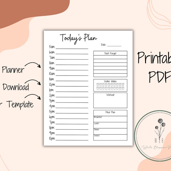 Todays Plan Digital Template - Etsy