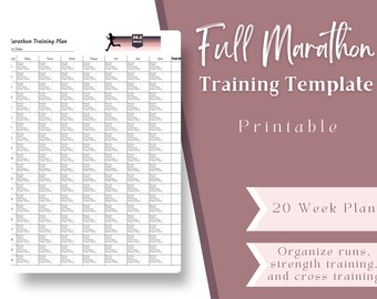 Marathon Training Plan Template - Etsy