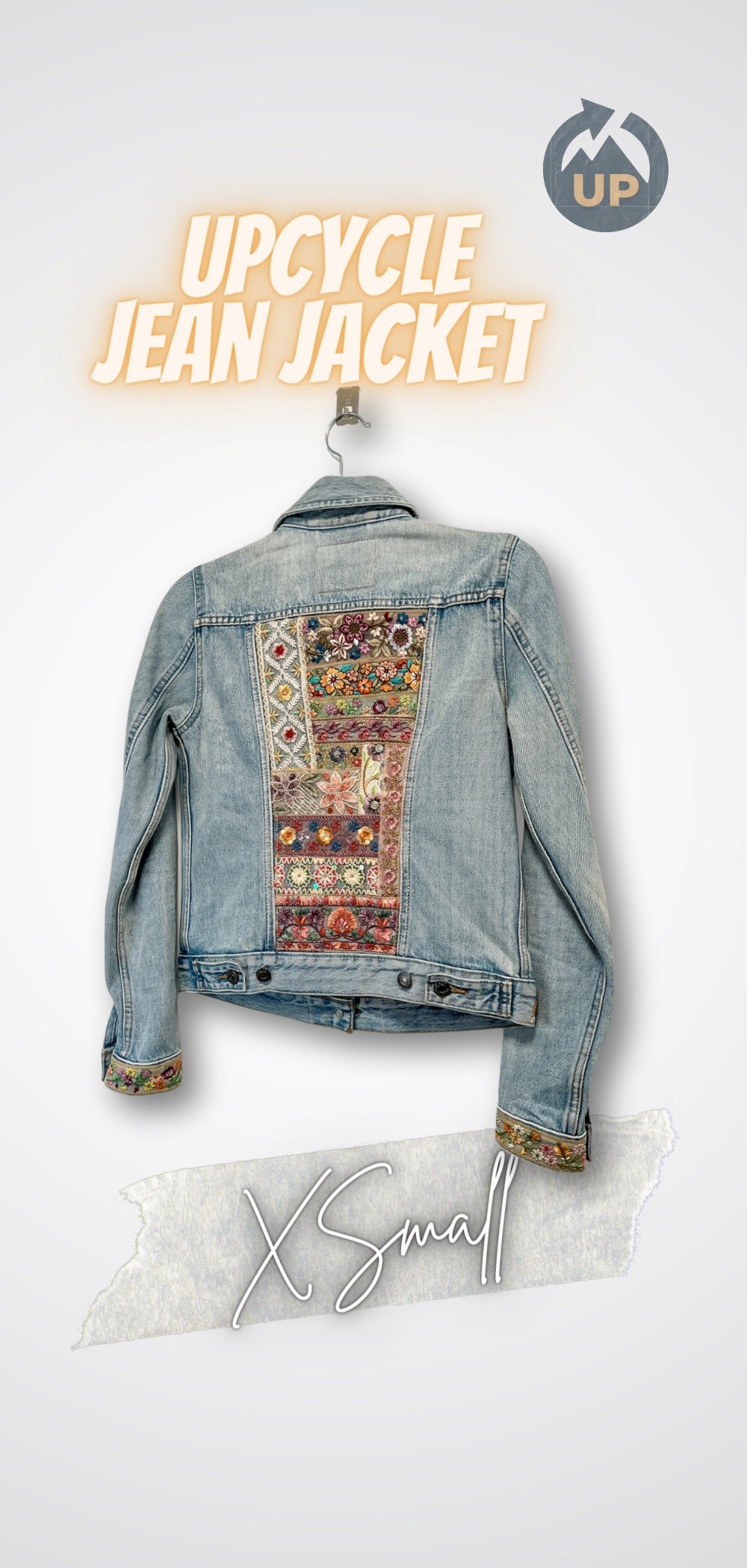 Rework Clothing Upcycle Clothing for Her Upcycle Jean Jacket Rework Denim Jacket Embellished ...
