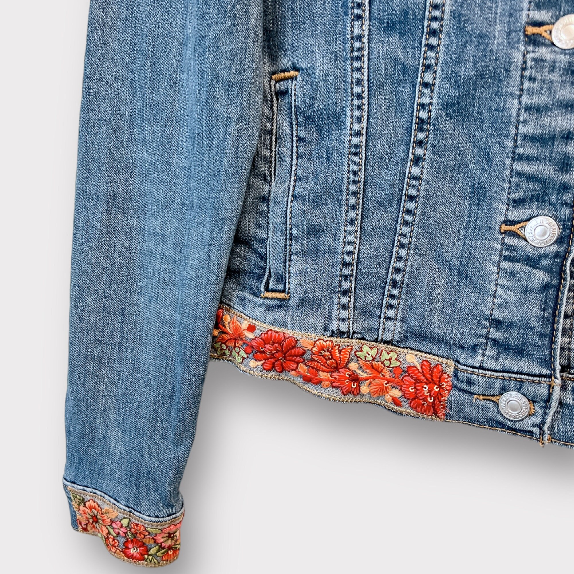 Jean Jacket Rework Denim Embellished Jean Jacket Reworked Jean - Etsy