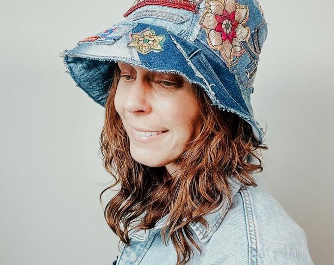Denim Hats Upcycled Bucket Hats Denim Bucket Hats Unique Hats Upcycled ...