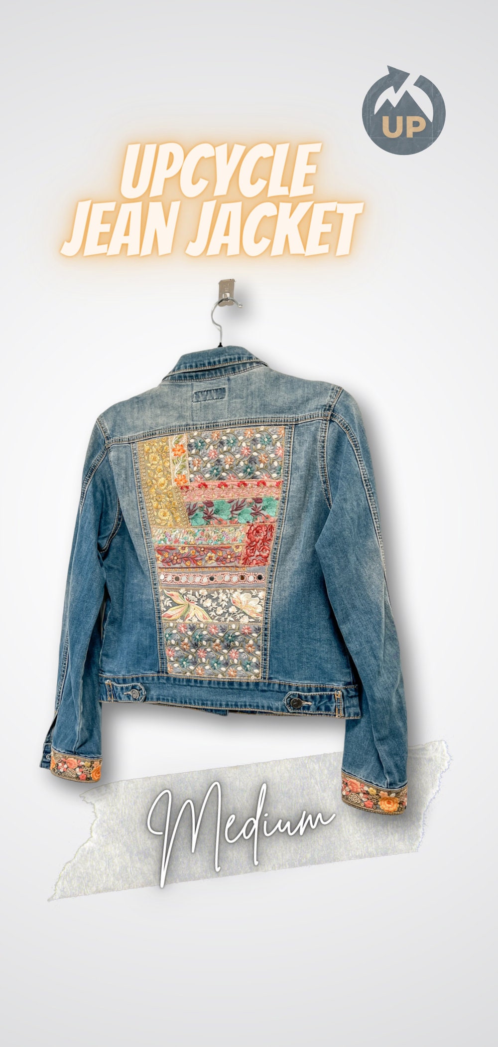 Jean Jacket Rework Denim Embellished Jean Jacket Reworked Jean Clothing Upcycle Rework Jean ...
