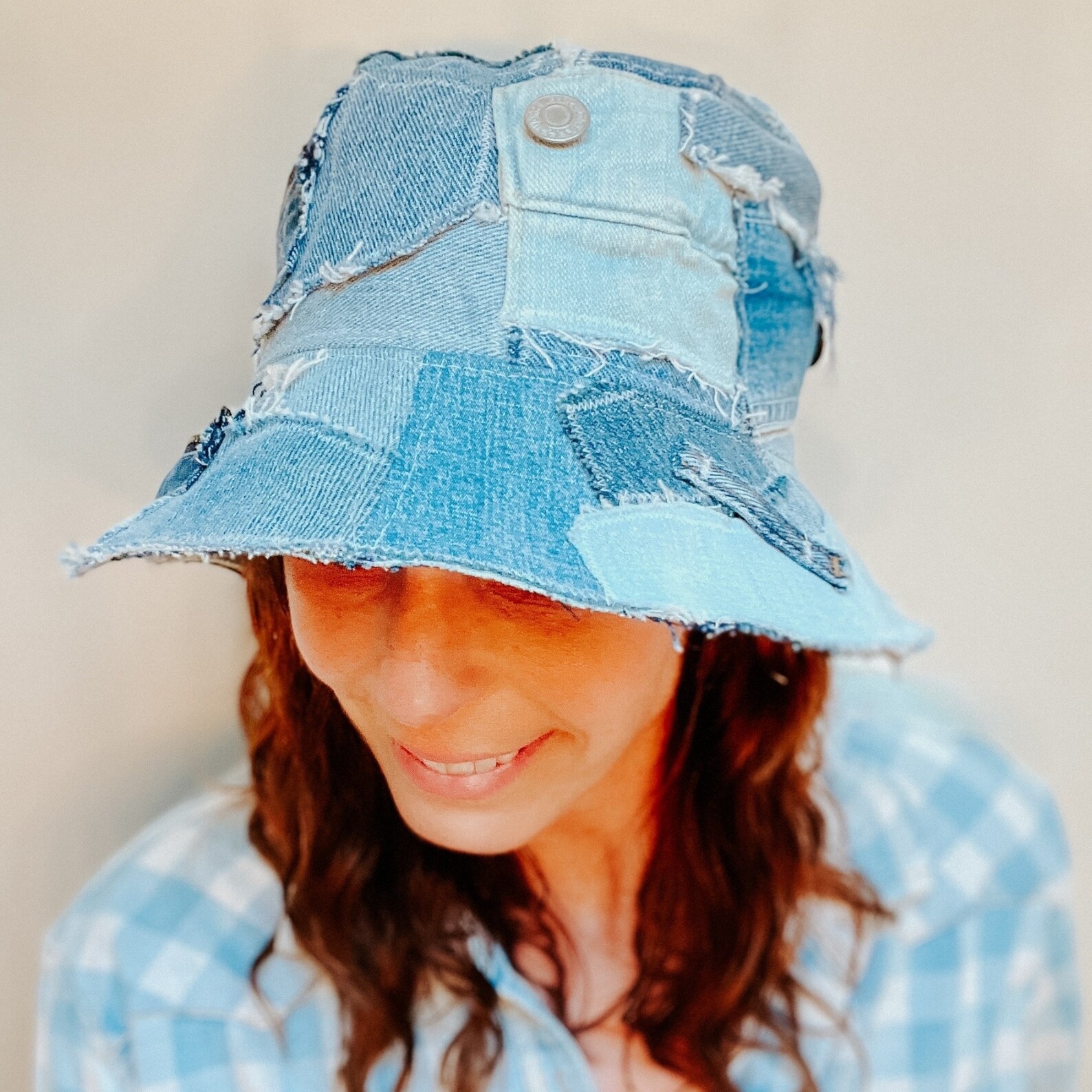 Denim Bucket Hat Wide Brim Hat Upcycled Clothing Denim Hat Bucket Hat ...