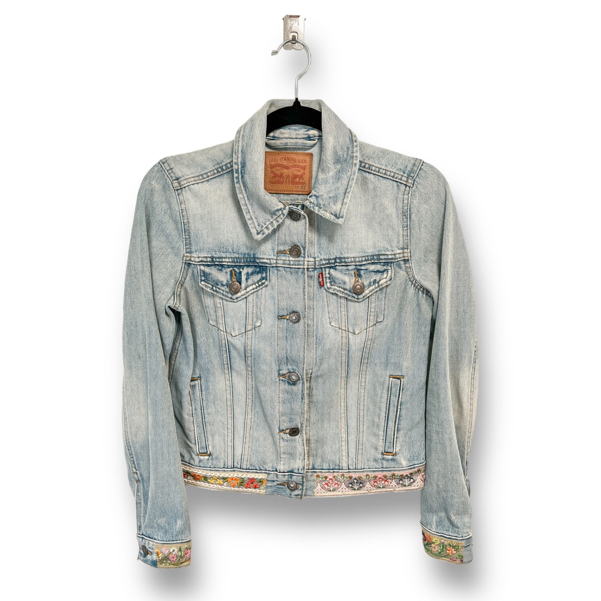 Rework Clothing Upcycle Clothing for Her Upcycle Jean Jacket Rework Denim Jacket Embellished ...