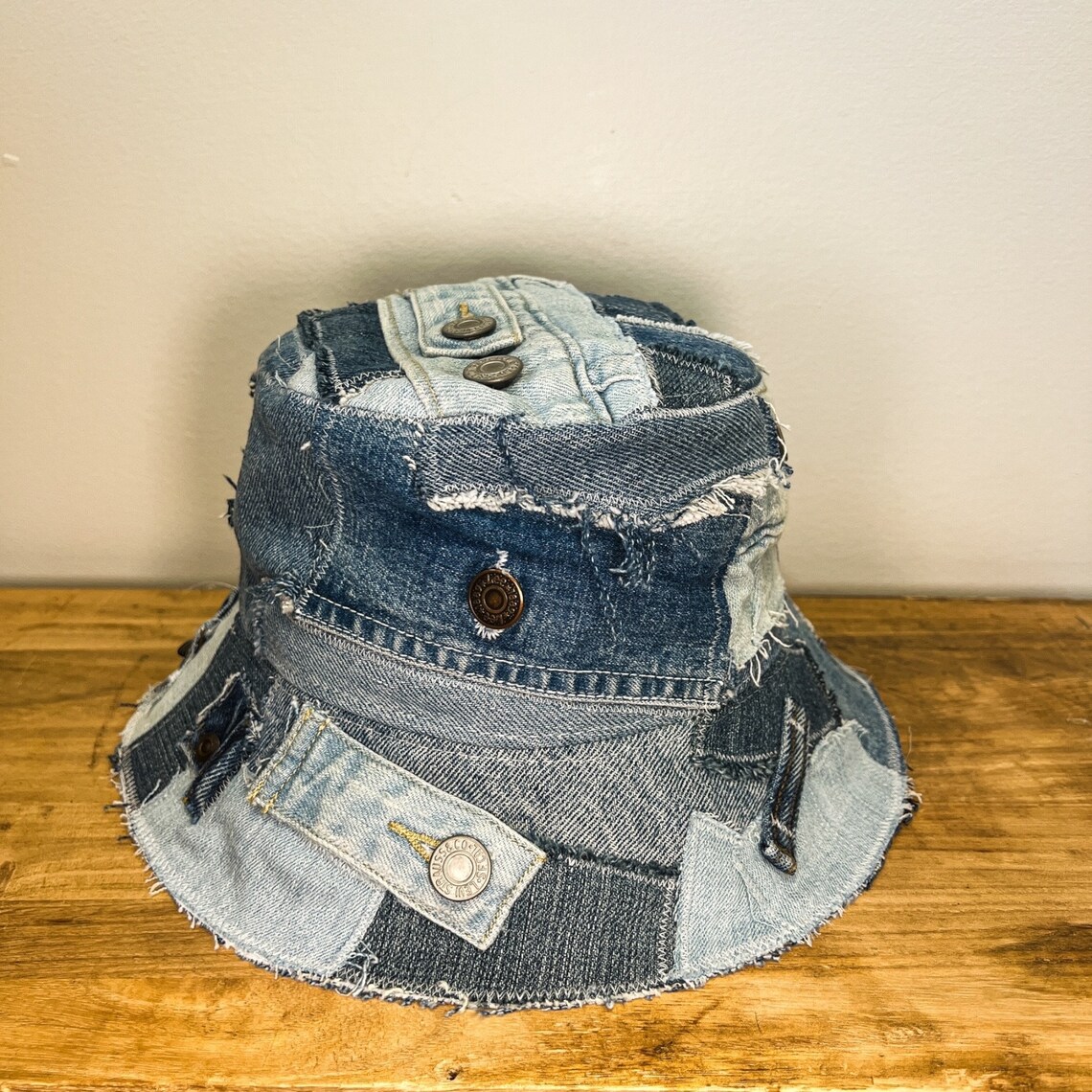 Denim Bucket Hat Wide Brim Hat Upcycled Clothing Denim Hat Bucket Hat ...