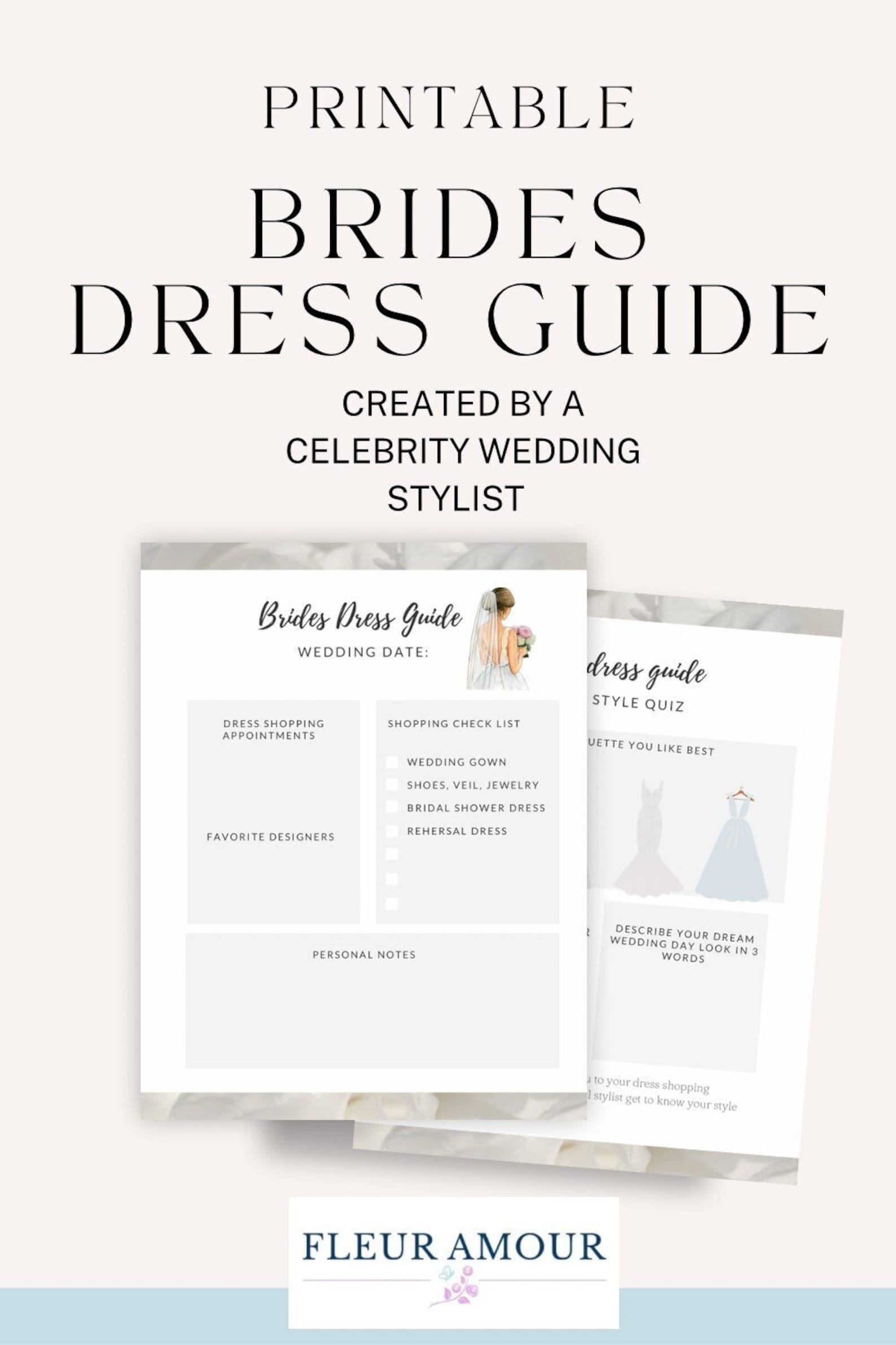 Printable Brides Style Guide, Bridal Dress Planner, Wedding Dress Guide ...