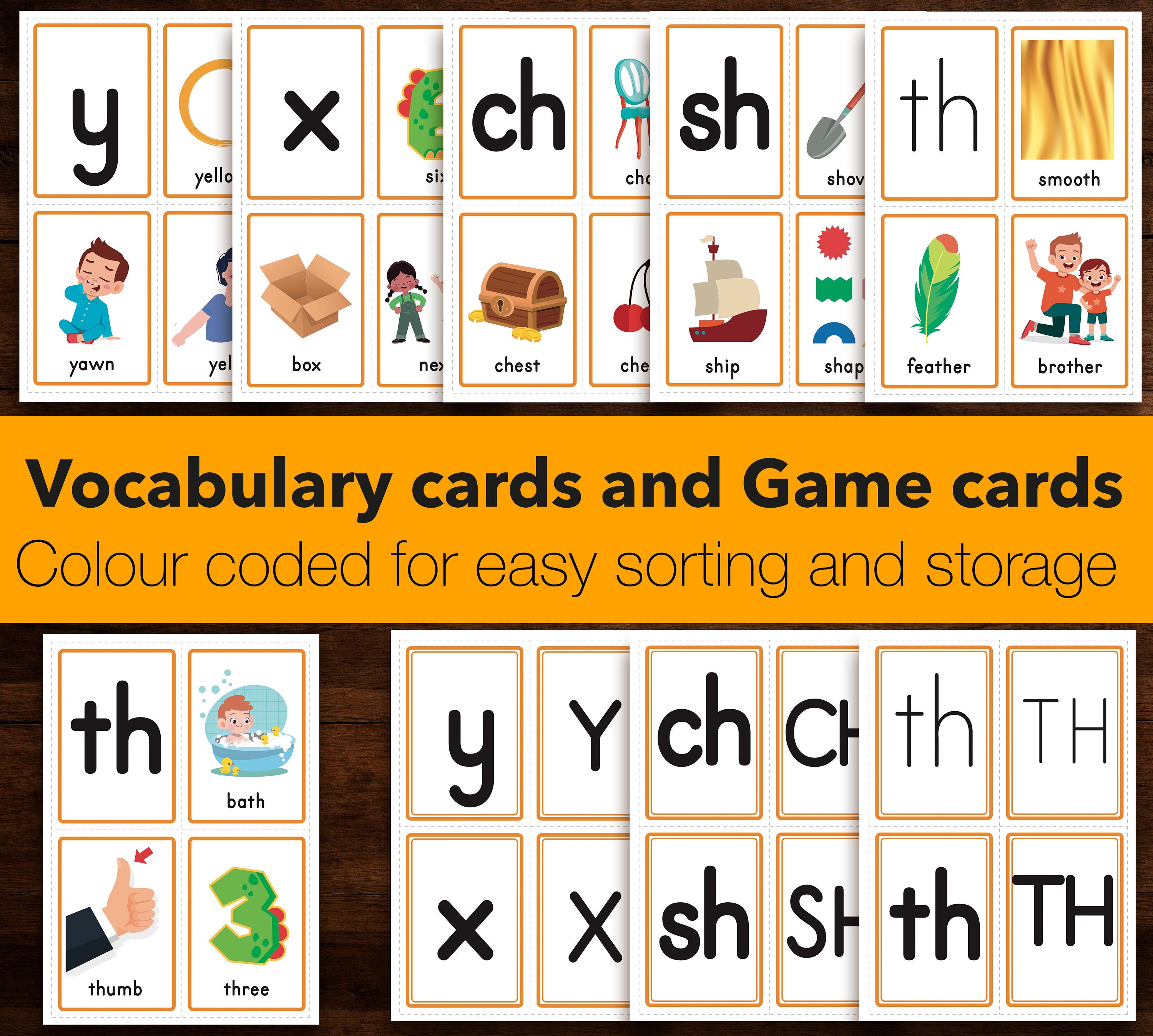 PHONICS BUNDLE Printable for Jolly Phonics Group 6 Alphabet Flashcards ...