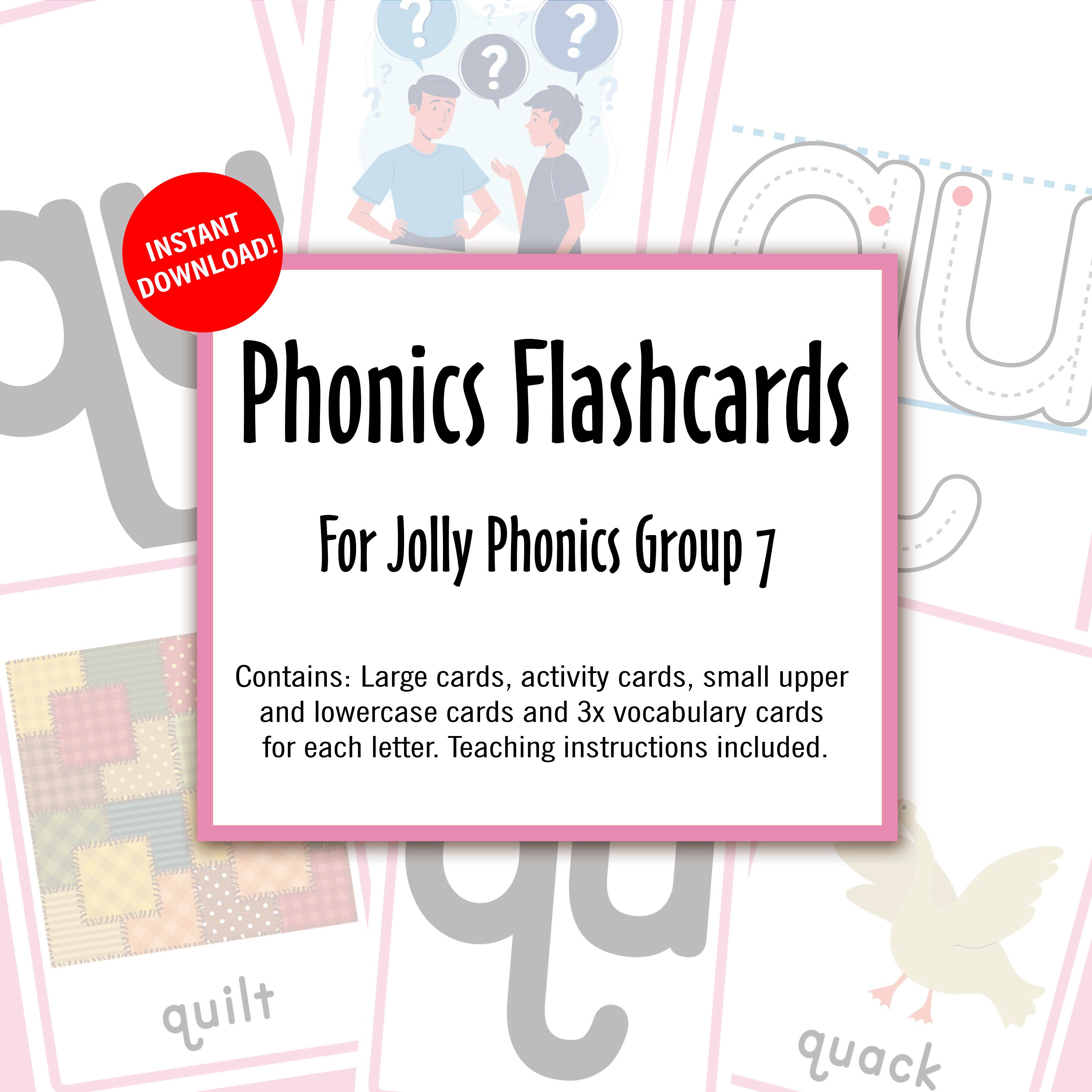 PHONICS BUNDLE Printable for Jolly Phonics Group 4 Alphabet Flashcards Learning Games and ...