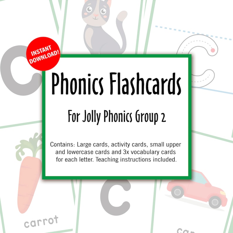 PHONICS BUNDLE Printable for Jolly Phonics Group 2 | Alphabet ...