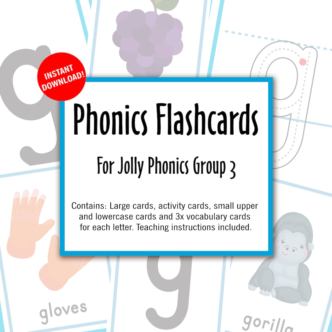PHONICS BUNDLE Printable for Jolly Phonics Group 3 Alphabet Flashcards ...