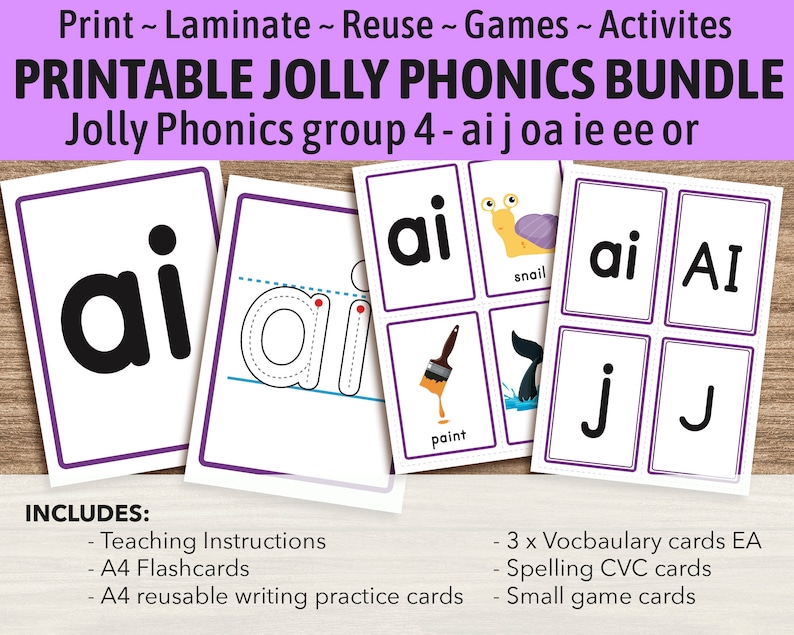 PHONICS BUNDLE Printable for Jolly Phonics Group 4 Alphabet - Etsy