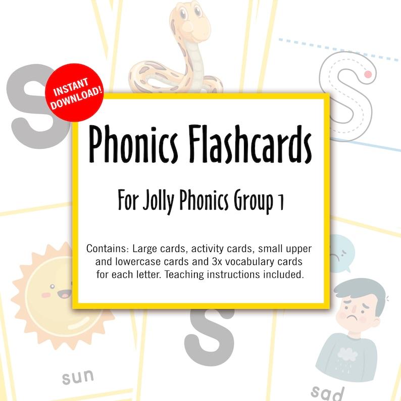 PHONICS BUNDLE Printable for Jolly Phonics Group 1 | Alphabet ...
