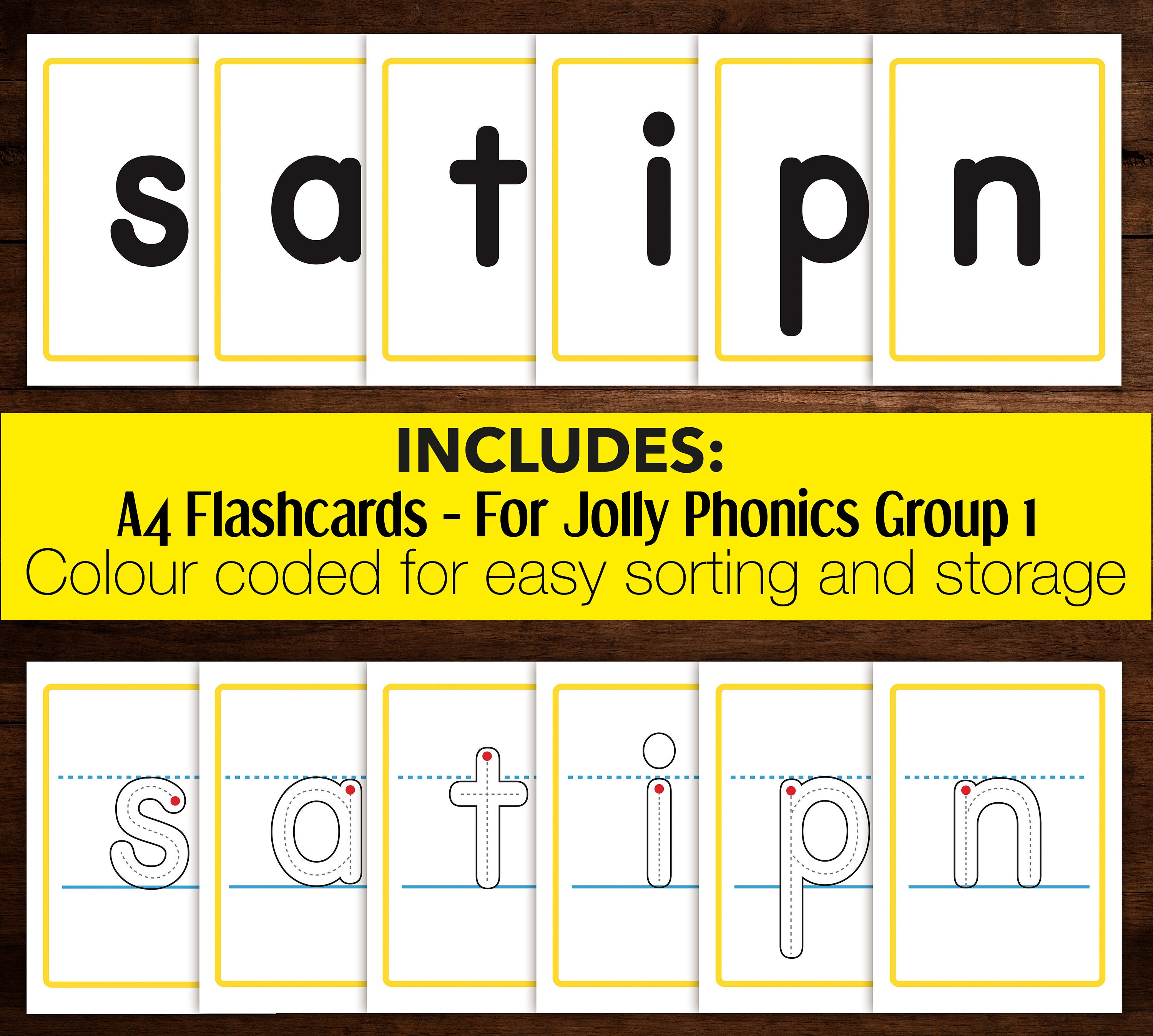 PHONICS BUNDLE Printable for Jolly Phonics Group 1 Alphabet Flashcards ...